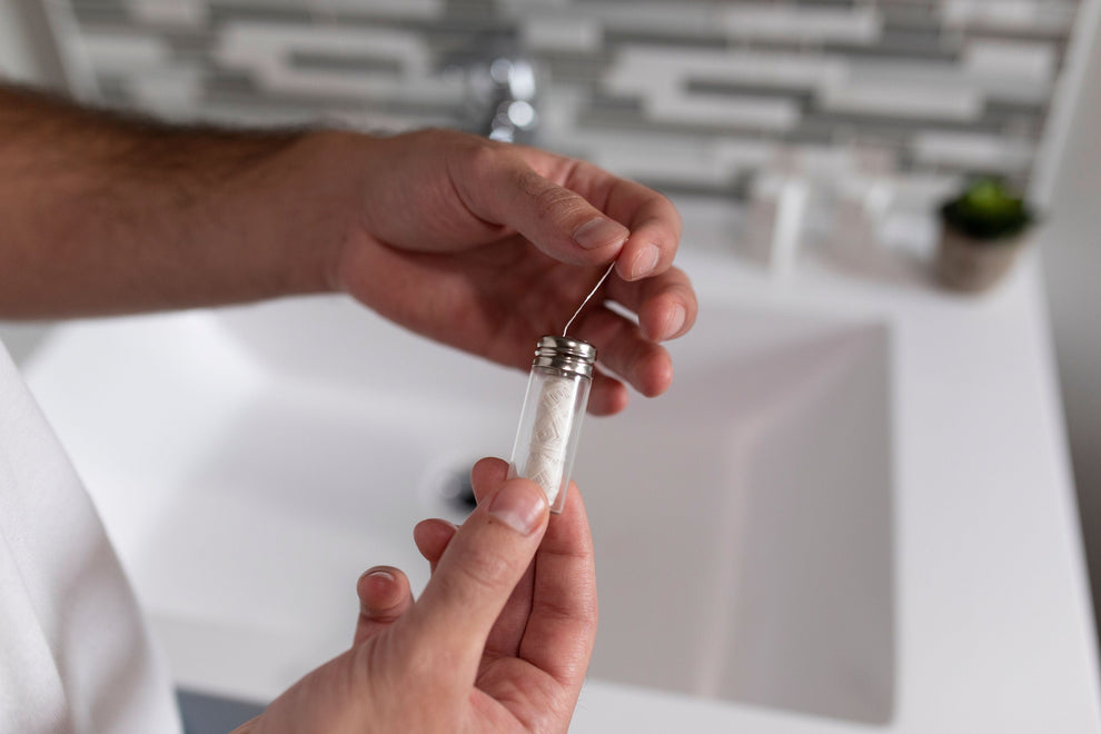Silk Dental Floss in Refillable Glass Container